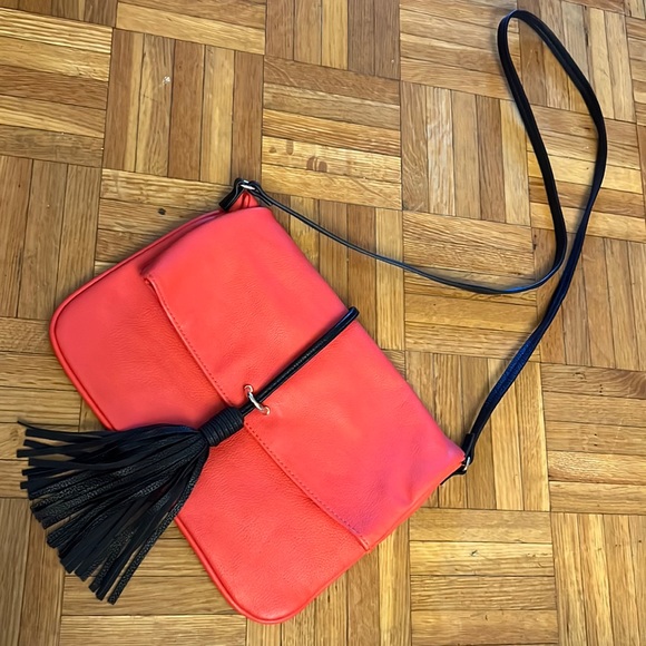 H&M | Bags | Hm Orangered Fold Over Shouldercrossbody Tassel Bag | Poshmark